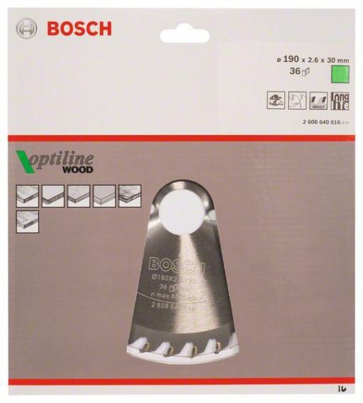 List kružne testere Optiline Wood Bosch 2608640616, 190 x 30 x 2,6 mm, 36