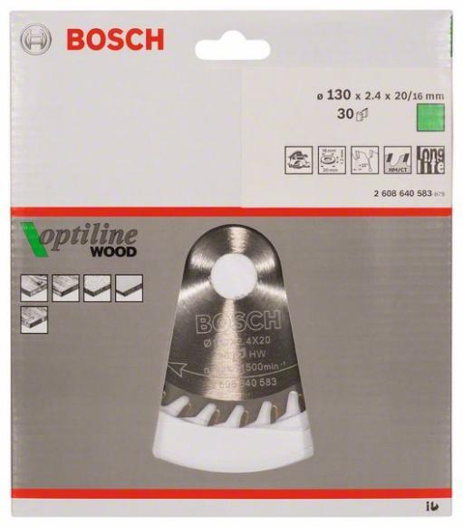 List kružne testere Optiline Wood Bosch 2608640583, 130 x 20/16 x 2,4 mm, 30