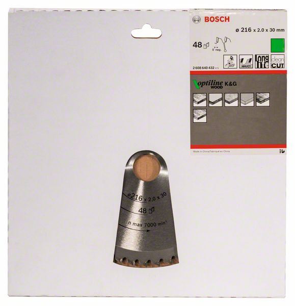 List kružne testere Optiline Wood Bosch 2608640432, 216 x 30 x 2,0 mm, 48