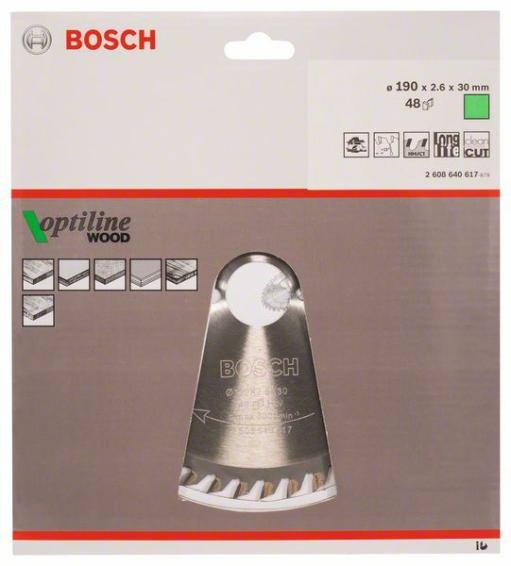 List kružne testere Optiline Wood Bosch 2608640617, 190 x 30 x 2,6 mm, 48