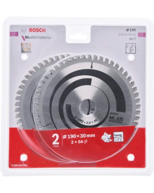 Set 2 x list kružne testere za aluminijum / plastiku Bosch Multi Material 190 x 30 x 2,4 mm; 54 - 2608644652