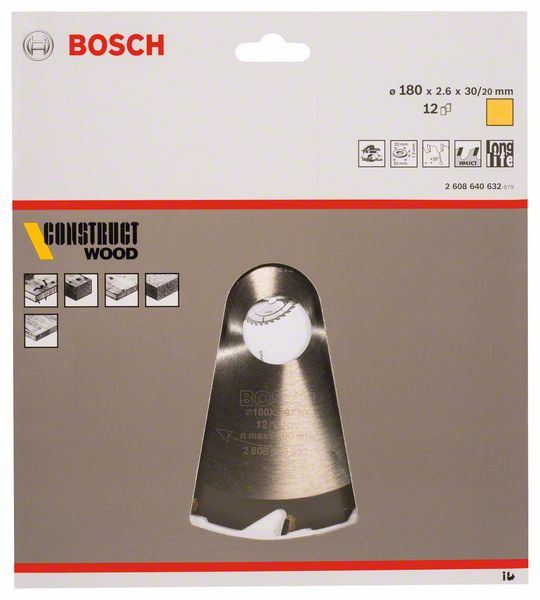 List kružne testere Construct Wood Bosch 2608640632, 180 x 30/20 x 2,6 mm; 12
