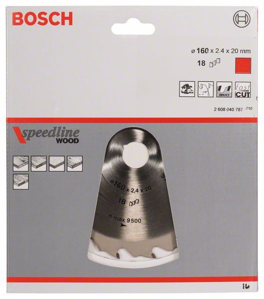 List kružne testere Speedline Wood Bosch 2608640787, 160 x 20 x 2,2 mm, 18