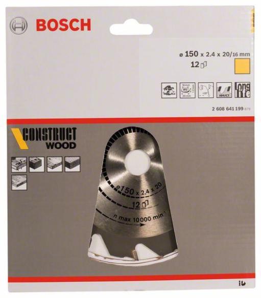 List kružne testere Construct Wood Bosch 2608641199, 150 x 20/16 x 2,4 mm; 12