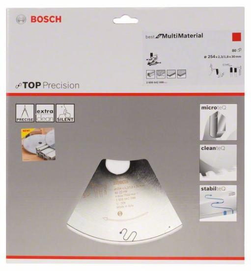 List kružne testere Top Precision Best for Multi Material Bosch 2608642098, 254 x 30 x 2,3 mm, 80