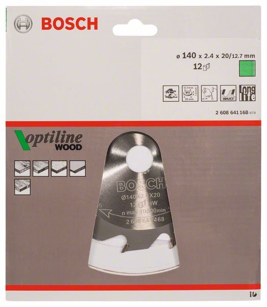 List kružne testere Optiline Wood Bosch 2608641168, 140 x 20/12,7 x 2,4 mm, 12