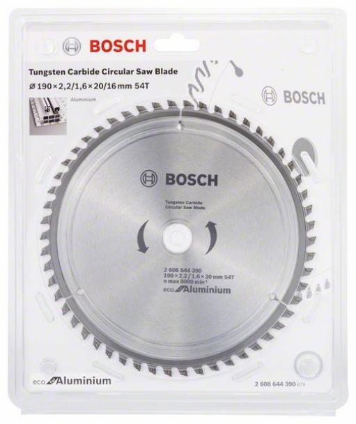 List kružne testere za aluminijum Ø190x2,2x20/54z Eco for Aluminium Bosch 2608644390, Ø190x2,2x20/54z