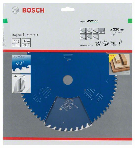 List kružne testere Expert for Wood Bosch 2608644088, 220 x 30 x 2,6 mm, 48