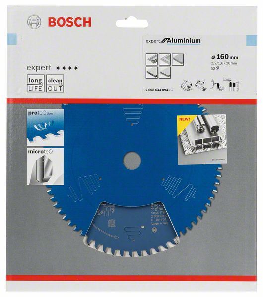 List kružne testere Expert for Aluminium Bosch 2608644094, 160 x 20 x 2,2 mm, 52