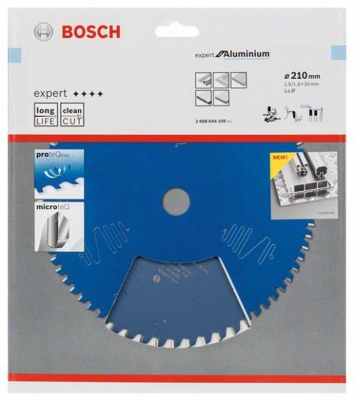 List kružne testere Expert for Aluminium Bosch 2608644109, 210 x 30 x 2,6 mm, 54