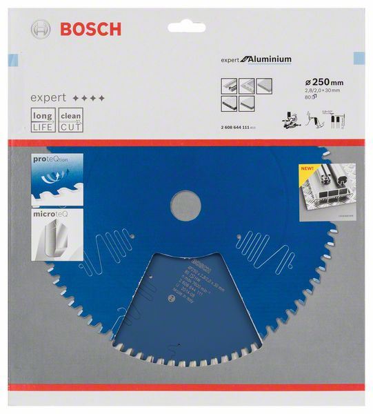 List kružne testere Expert for Aluminium Bosch 2608644111, 250 x 30 x 2,8 mm, 80