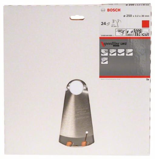 List kružne testere Speedline Wood Bosch 2608640680, 250 x 30 x 3,2 mm, 24