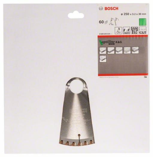 List kružne testere Optiline Wood Bosch 2608640644, 250 x 30 x 3,2 mm, 60