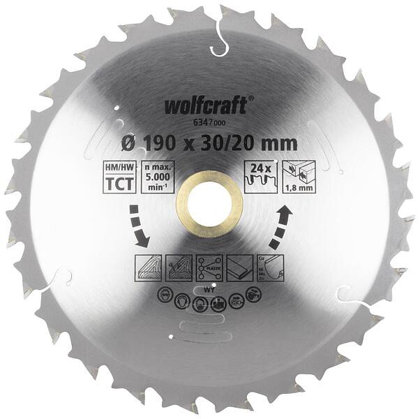 Wolfcraft 6347000 List kružne testere za drvo, 190 x 30 1,8 mm