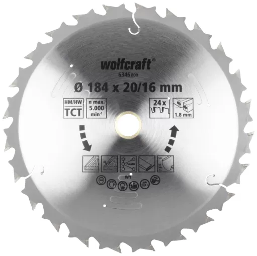 Wolfcraft 6346000 List kružne testere za drvo, 184 x 20 x 1.8 mm