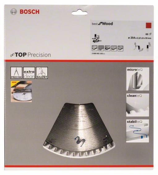 List kružne testere Top Precision Best za drvo 254 x 30 x 2,3 mm, 60 Bosch 2608642102