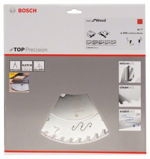 List kružne testere Top Precision Best za drvo 250 x 30 x 3,2 mm, 40 Bosch 2608642111