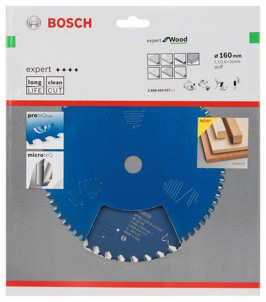 List kružne testere Expert za drvo 160 x 20 x 2,2 mm, 36 Bosch 2608644017