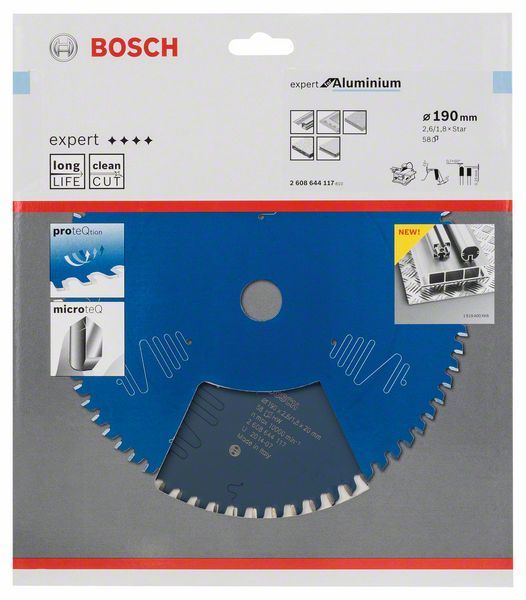 List kružne testere Expert for Aluminium Bosch 2608644117, 190 x 2,6 mm, 58