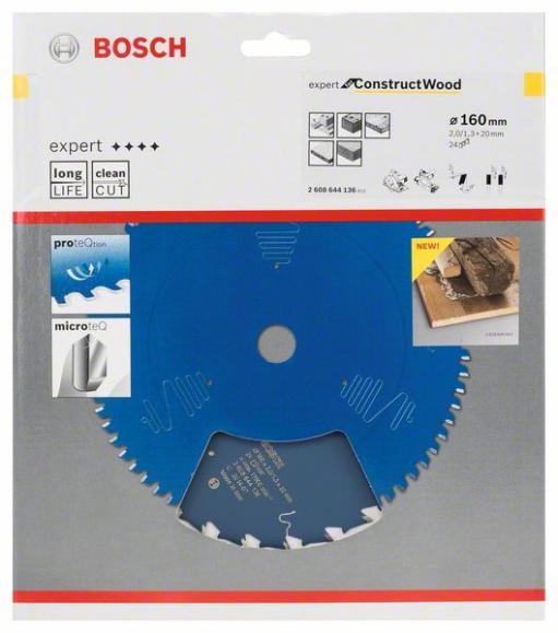 List kružne testere Expert for Construct Wood Bosch 2608644136, 160 x 20 x 2,0 mm, 24