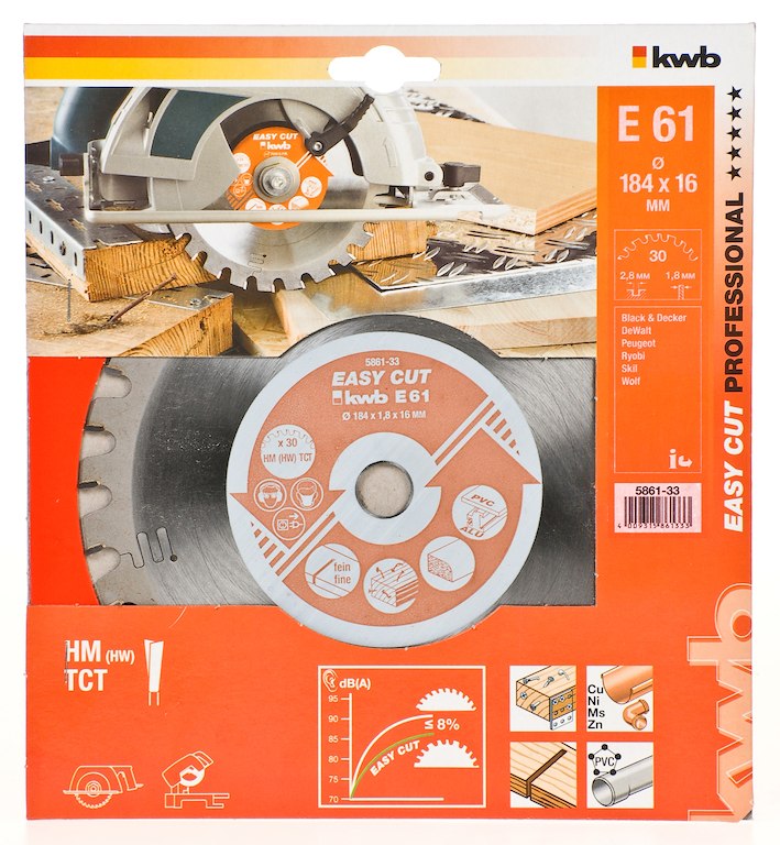 KWB 49586133 list kružne testere za drvo 184 x 16 mm, 61E