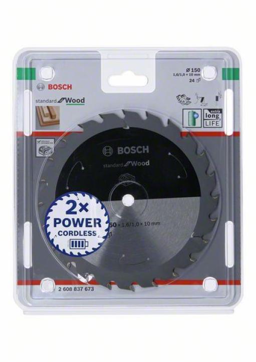 Standard for Wood list kružne testere za akumulatorske testere 150x1,6x10 T24 Bosch 2608837673, 150x1,6x10 T24