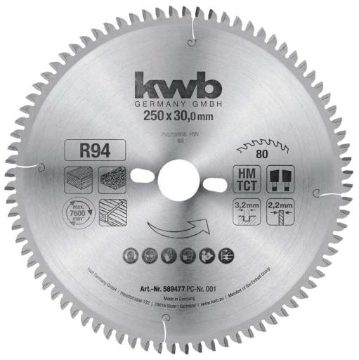 KWB 49589477 list kružne testere za drvo, 250 x 30 mm, 94R