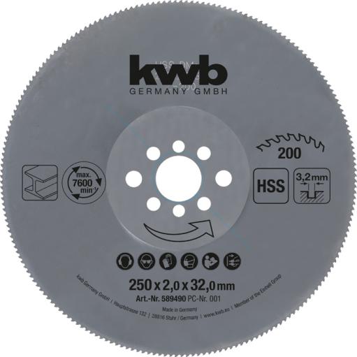 KWB 49589490 list za cirkular za metal HSS 250 x 32 mm, Z200