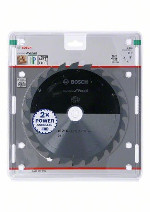 Standard for Wood list kružne testere za akumulatorske testere 216x1.7/1.2x30 T24 Bosch 2608837721, 216x1.7/1.2x30 T24