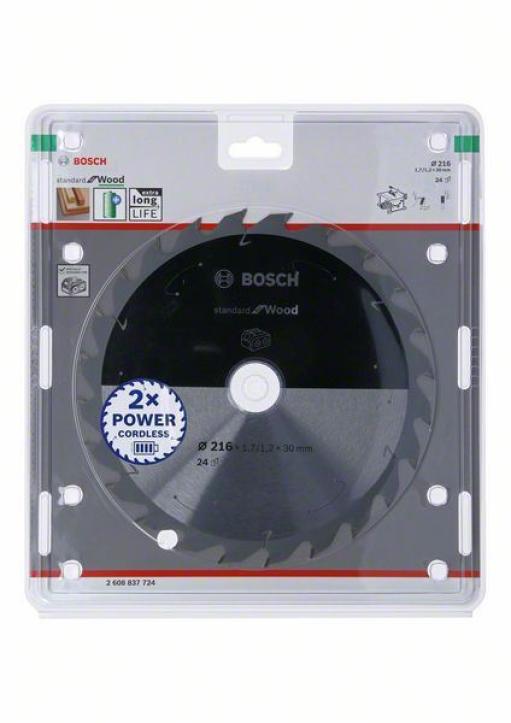 Standard for Wood list kružne testere za akumulatorske testere 216x1.7/1.2x30 T24 Bosch 2608837724, 216x1.7/1.2x30 T24