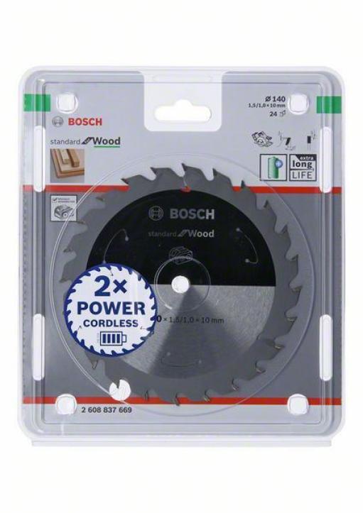 Standard for Wood list kružne testere za akumulatorske testere 140x1,5x10 T24 Bosch 2608837669, 140x1,5x10 T24