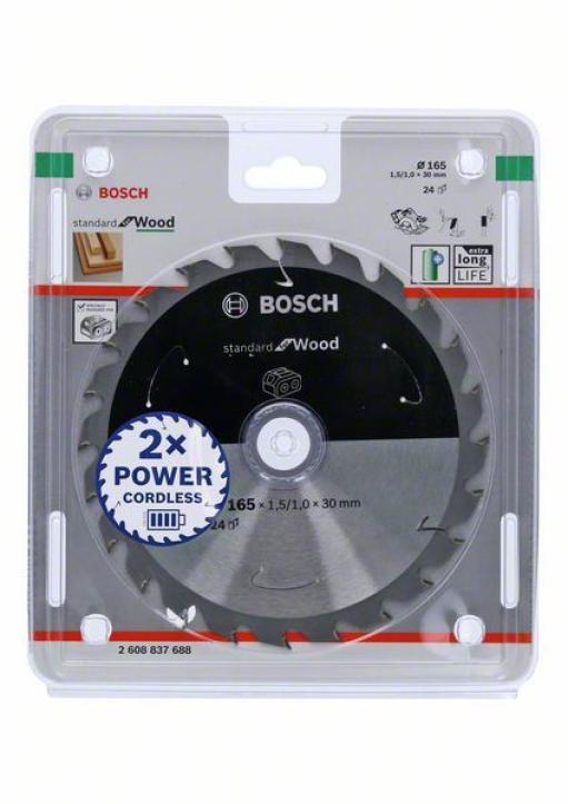 Standard for Wood list kružne testere za akumulatorske testere 165x1,5x30 T24 Bosch 2608837688, 165x1,5x30 T24