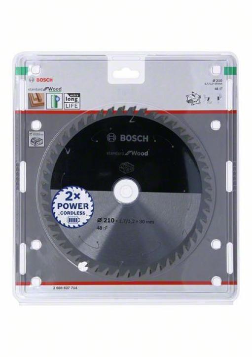 Standard for Wood list kružne testere za akumulatorske testere 210x1,7x30 T48 Bosch 2608837714, 210x1,7x30 T48