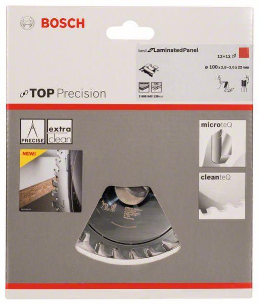 List za zasecanje Top Precision Laminated Panel 100 x 22 x 2,8-3,6 mm, 12+12 Bosch 2608642128, 100 x 22 x 2,8-3,6 mm, 12+12