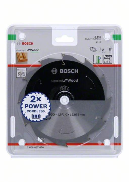 Standard for Wood list kružne testere za akumulatorske testere 165x1,5x15.875 T12 Bosch 2608837680, 165x1,5x15.875 T12