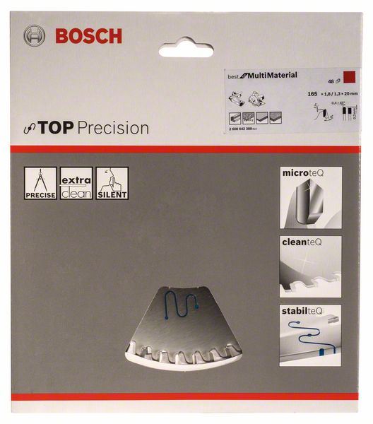 List kružne testere Top Precision Best for Multi Material Bosch 2608642388, 165 x 20 x 1,8 mm, 48