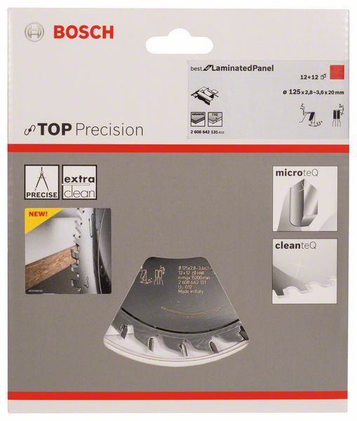 List za zasecanje Top Precision Laminated Panel Bosch 2608642131, 125 x 20 x 2,8-3,6 mm, 12+12