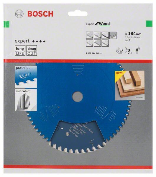 List kružne testere Expert for Wood Bosch 2608644040, 184 x 20 x 2,6 mm, 56