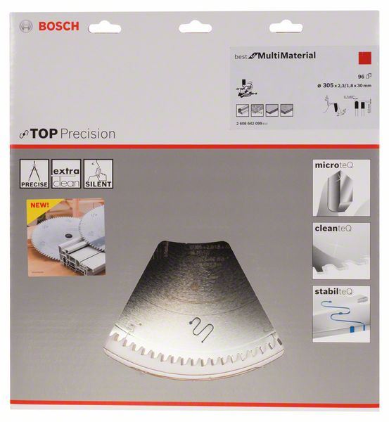 List kružne testere Top Precision Best for Multi Material Bosch 2608642099, 305 x 30 x 2,3 mm, 96