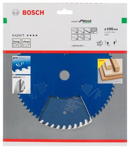 List kružne testere Expert for Wood Bosch 2608644087, 190 x 2,4 mm, 48