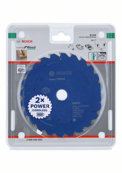 Expert for Wood list kružne testere za akumulatorske testere 160x1.5/1x20 T24 Bosch 2608644503, 160x1.5/1x20 T24