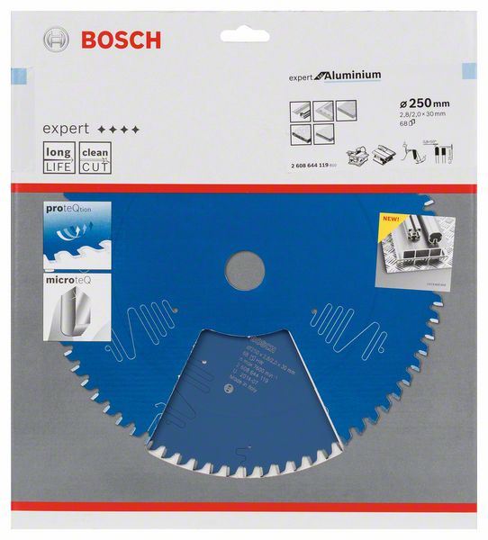 List kružne testere Expert for Aluminium Bosch 2608644119, 250 x 30 x 2,8 mm, 68