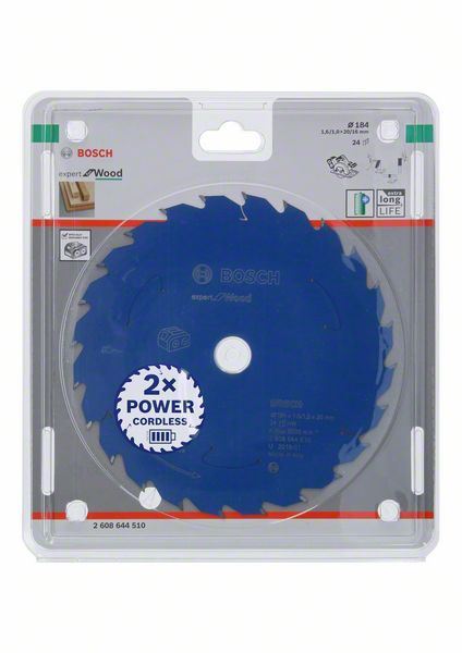 Expert for Wood list kružne testere za akumulatorske testere 184x1.6/1x20 T24 Bosch 2608644510, 184x1.6/1x20 T24