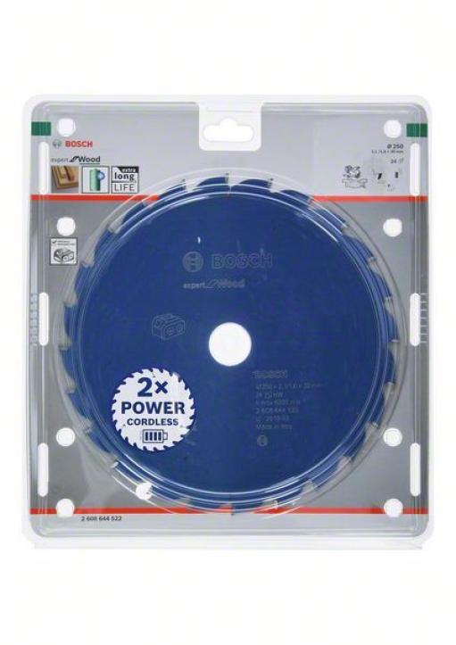 Expert for Wood list kružne testere za akumulatorske testere 250x2.1/1.6x30 T24 Bosch 2608644522, 250x2.1/1.6x30 T24