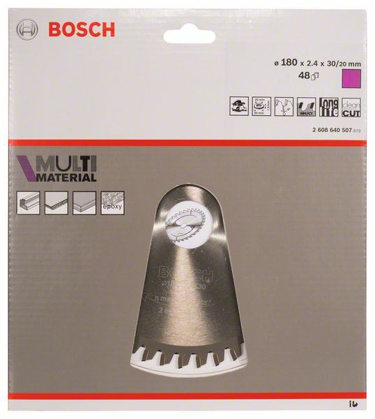 List kružne testere Multi Material Bosch 2608640507, 180 x 30/20 x 2,4 mm; 48