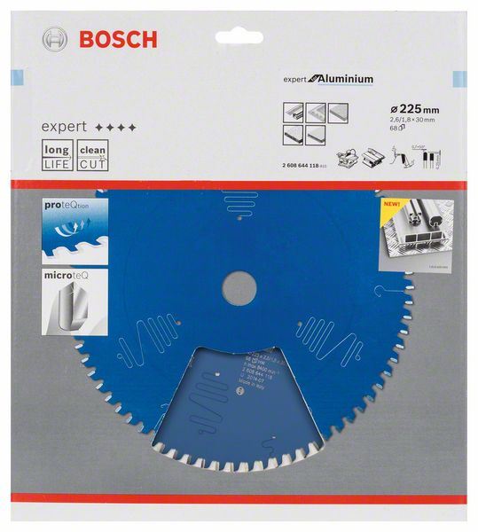 List kružne testere Expert for Aluminium Bosch 2608644118, 225 x 30 x 2,6 mm, 68