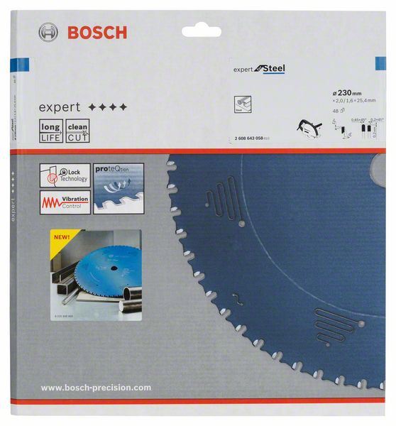 List kružne testere Expert for Steel Bosch 2608643058, 230 x 25,4 x 2,0 mm, 48