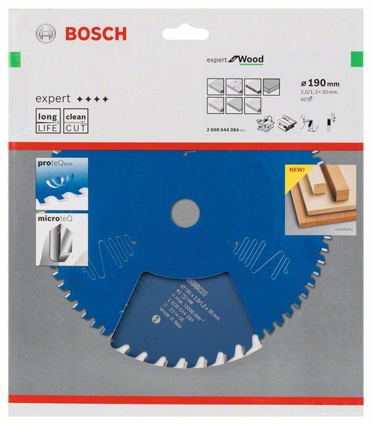 List kružne testere Expert for Wood Bosch 2608644084, 190 x 30 x 2,0 mm, 40