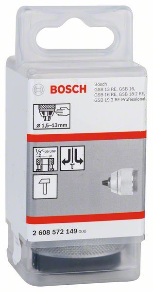 Brzostezna glava, hromirana Bosch 2608572149, 1,5-13 mm, 1/2" - 20