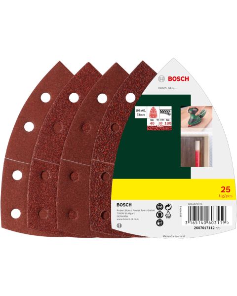 Bosch 25-delni set brusnih listova za multi-brusilicu, granulacija 40, 80, 120, 180 - 2607017112